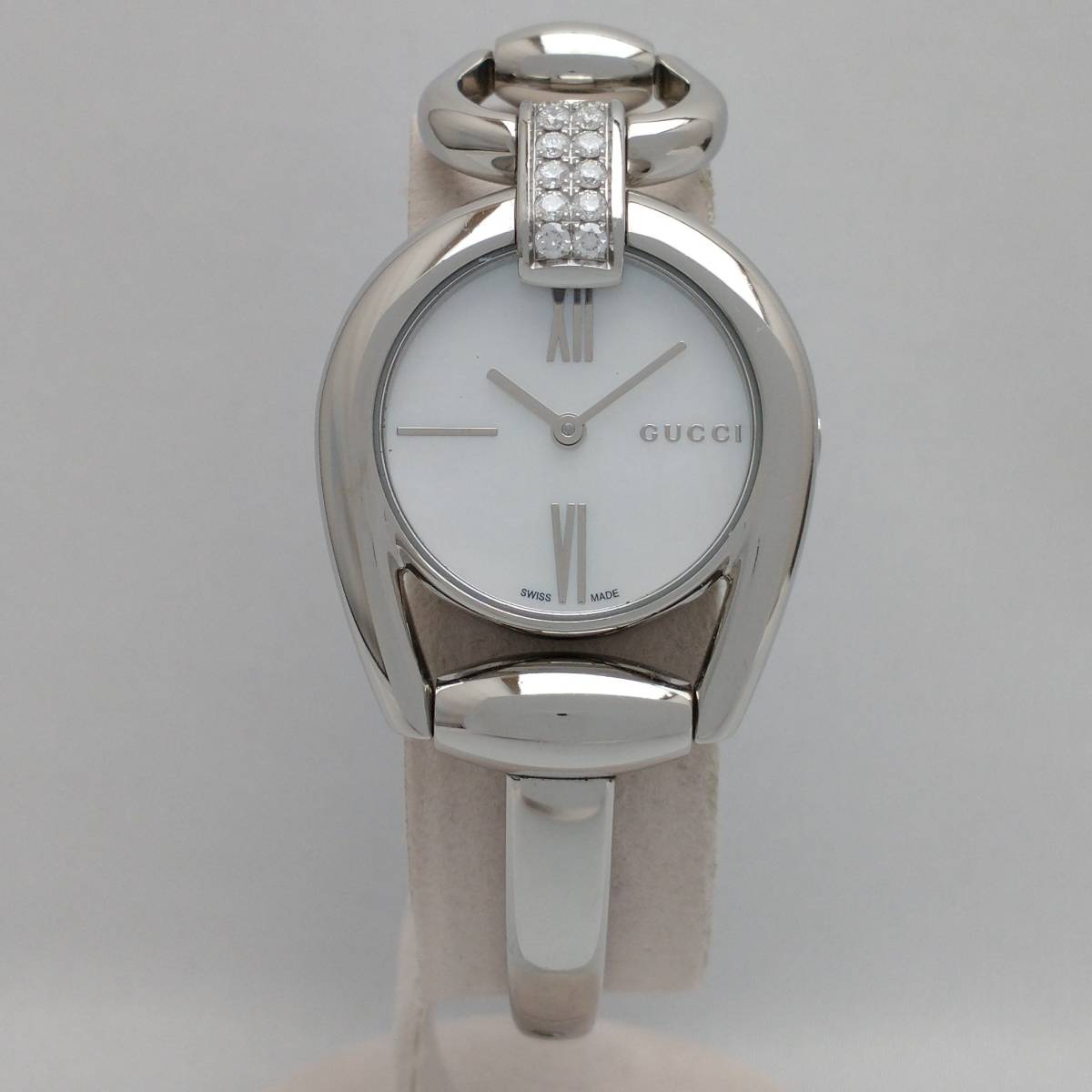 箱 取説 付 GUCCI グッチ ホースビット YA139504 139.5 ダイヤモンド ホワイトシェル文字盤 クォーツ レディース 腕時計 ...