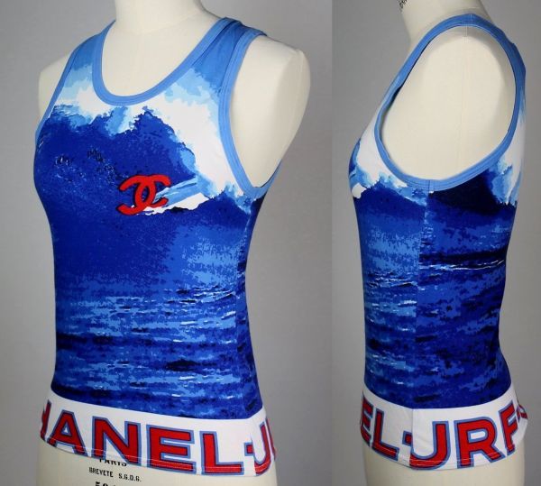 02S CHANEL シャネル SURF COCO サーフ 波乗り ココマーク タンクトップ 38 ノースリーブ vintage ヴィンテージ ...