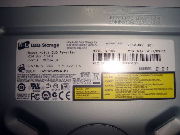 H L Data storage 内蔵 SATA スーパーマルチドライブ GH60N(DVDマルチドライブ)｜売買されたオークション情報 ...