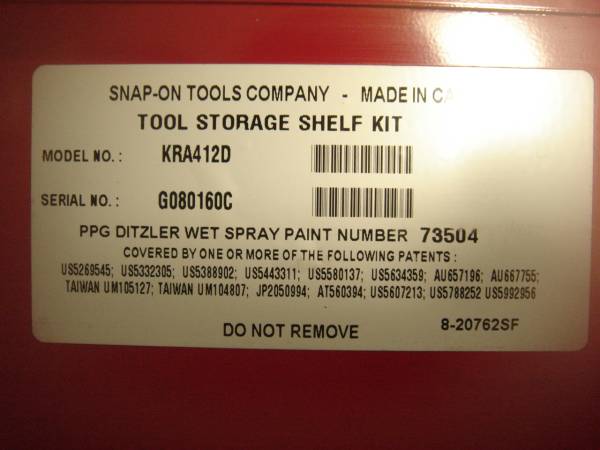 スナップオン サイドシェルフ KRA412D KRA4813(道具箱)｜売買されたオークション情報、yahooの商品情報をアーカイブ公開 ...