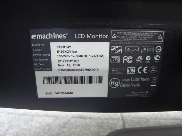 emachines E192HQV 液晶19インチ ワイドモニタ 品 税込(19インチ～)｜売買されたオークション情報、yahooの商品情報をアーカイブ公開 - オークファン（aucfan.com）