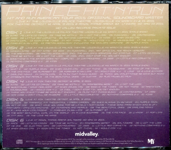 PRINCE HIT'N'RUN 6CD MID VALLEY 新作(Prince)｜売買されたオークション情報、yahooの商品情報をアーカイブ公開 - オークファン（aucfan.com）