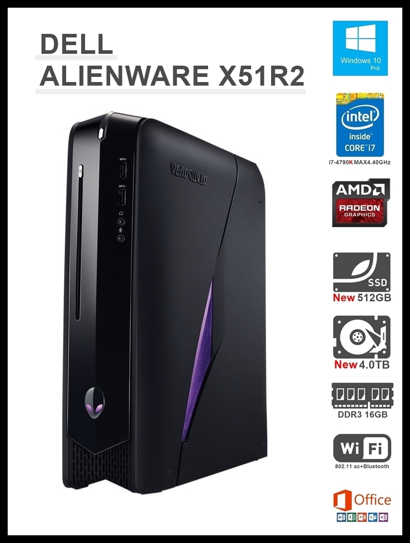 超高速 ALIENWARE X51 R2 Core i7-4790K メモリ16GB SSD 512GB+ HDD 4TB AMD Radeon RX550 WiFi USB3.0 MS ...