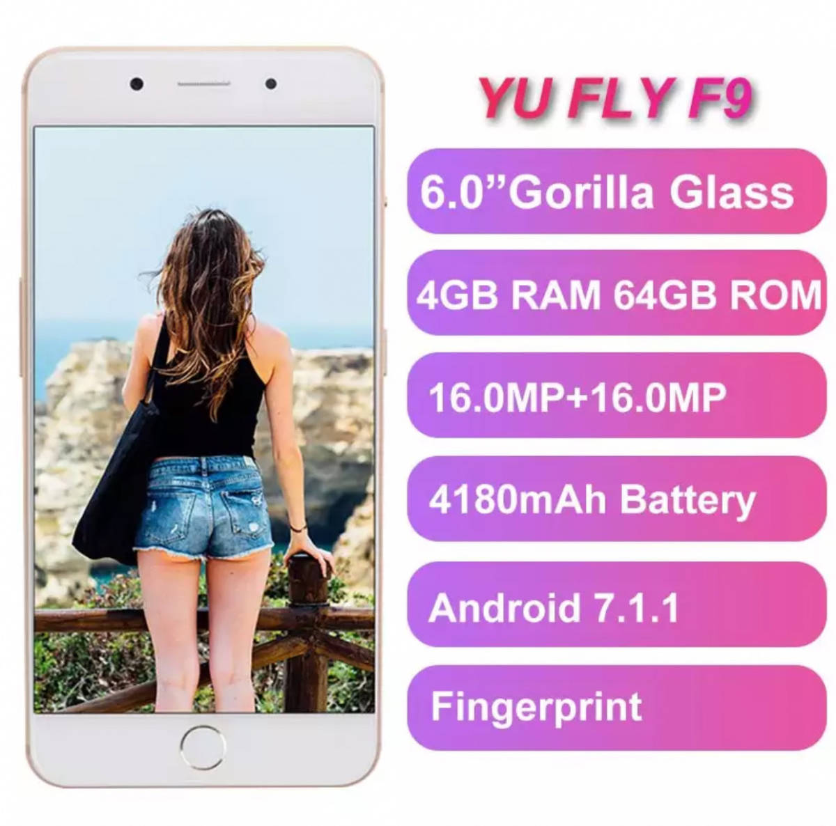 稀少品 YU FLY F9 6.0inch RAM 4GB ROM 64GB スマートフォン ローズゴールド(海外版SIMフリー)｜売買された ...