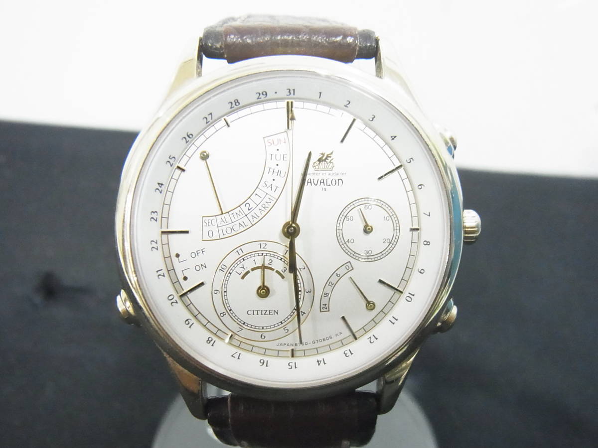 0728 C95 ジャンク CITIZEN シチズン AVALON アバロン スーパーアラーム 6760-G70510 メンズ腕時計 クォーツ ...