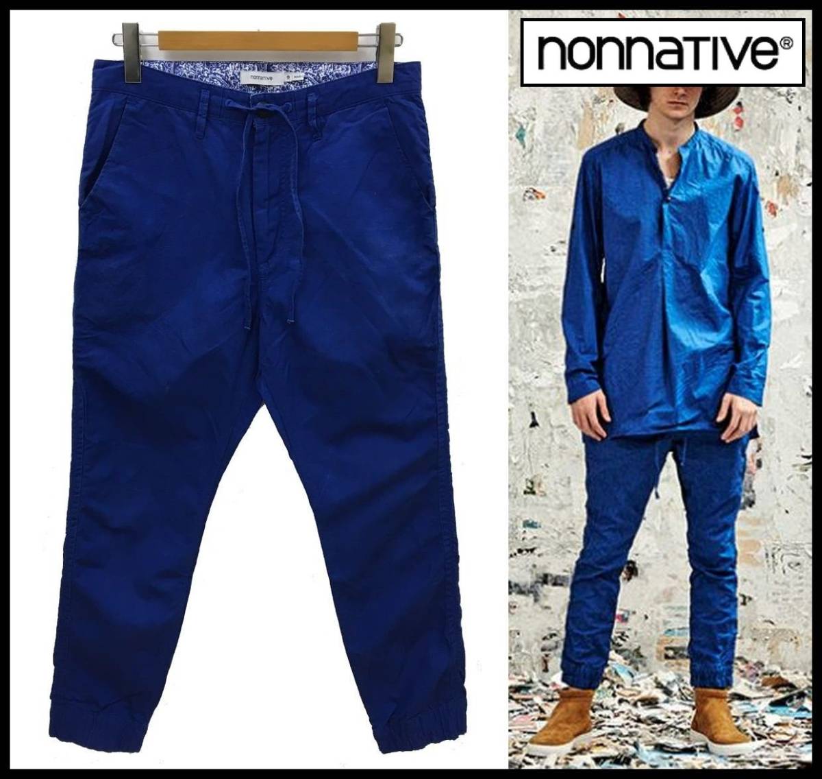 nonnative ノンネイティブ DWELLER EASY RIB PANTS C/L OXFORD ペイズリーフラワー 花柄 切替 リネン イージー リブ ジョガー パンツ 2(パンツ ...