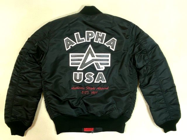 タグ付 ALPHA INDUSTRIES アルファ バックロゴ フライトジャケット MA-1 SizeL/ジャパンフィット/ミリタリー ...