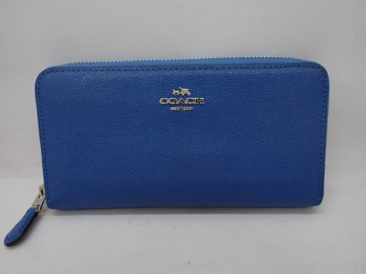 COACH コーチ アコーディオン ラウンドジップウォレット L1680 57713 ブルー 長財布(女性用財布)｜売買されたオークション情報 ...