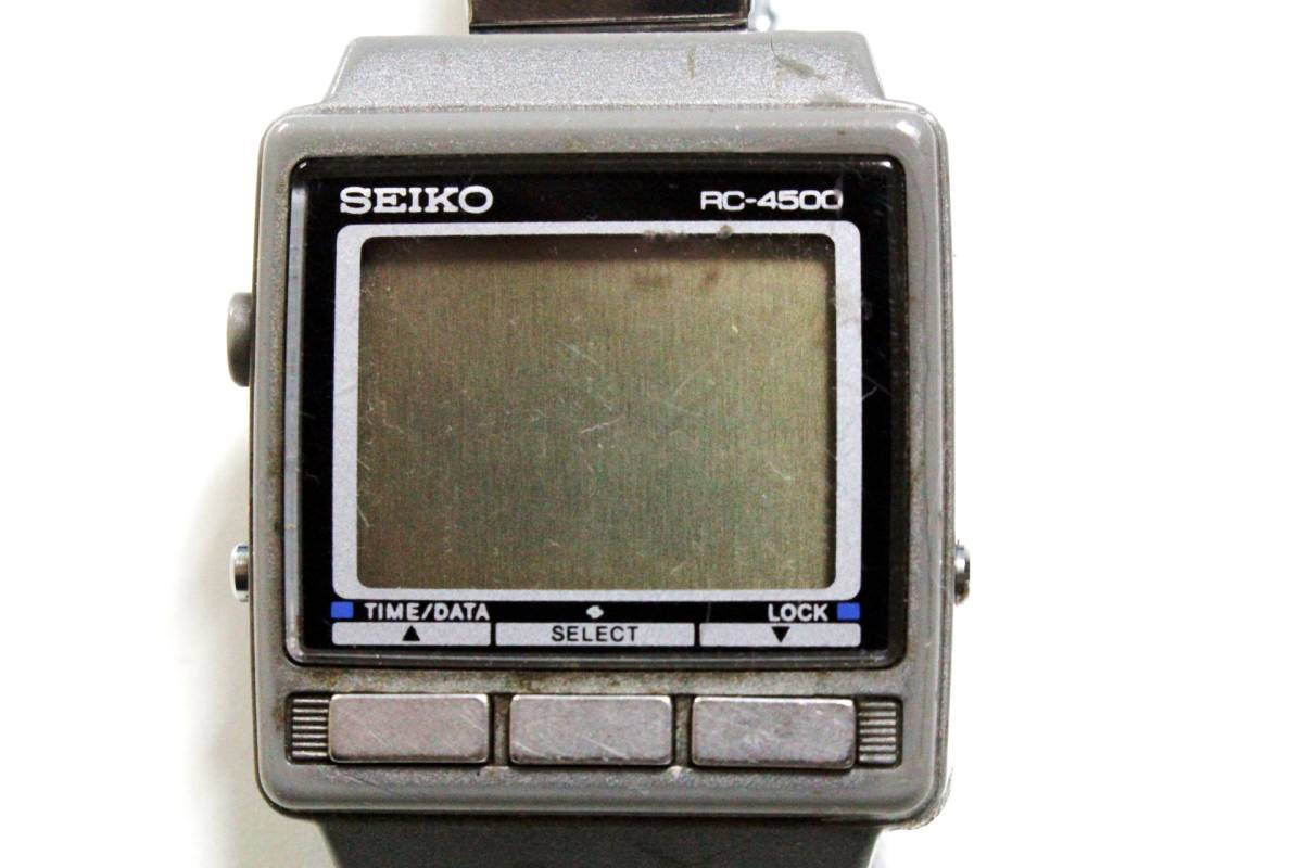 ① レア SEIKOセイコー RC-4500 S521-402A 腕コン/腕コンピ デジタル腕 時計 シルバー系 レトロ/ビンテージ/当時物 ...