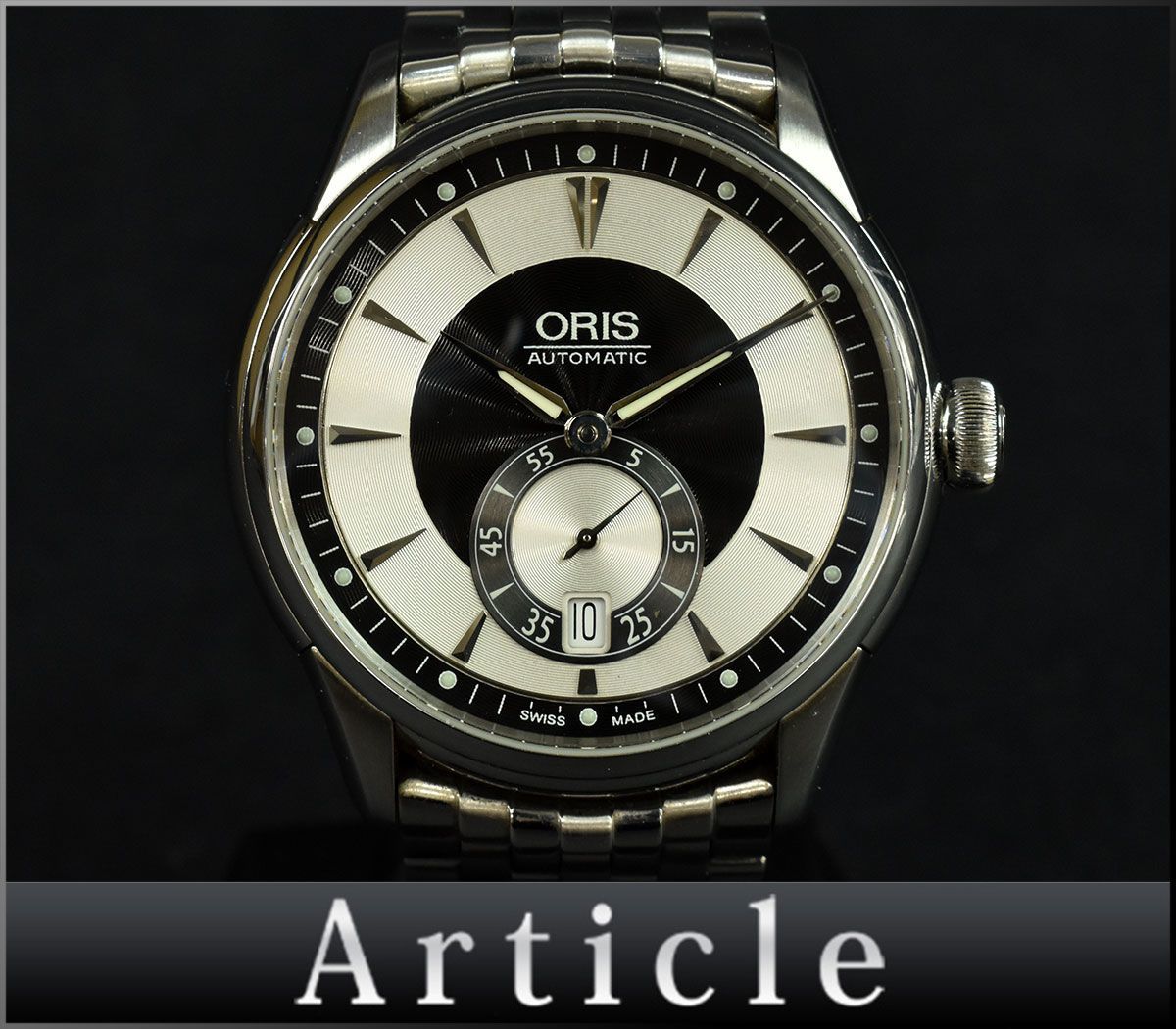 120317〇 ORIS オリス アートリエ スモールセコンド デイト 腕時計 自動巻き 7582 SS ブラック 黒 シルバー メンズ/ D(オリス)｜売買されたオークション情報、yahoo ...