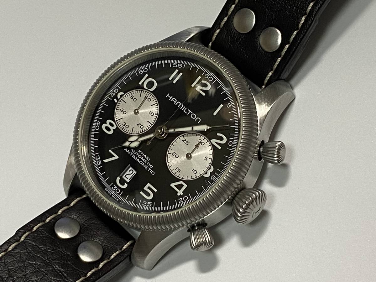 極 付属品完備 HAMILTON ハミルトン カーキフィールド パイオニア 自動巻 クロノグラフ H60416533 ミリタリー H31搭載 ...