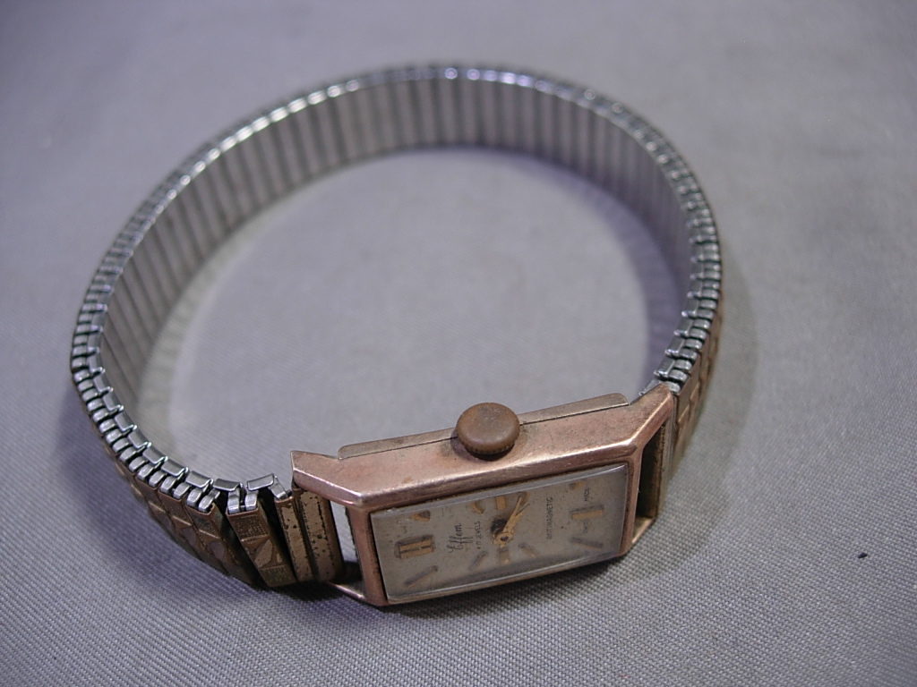 腕時計 18K/0.750 Effem エフェム/ジャバラバンド 手巻き シルバー文字盤 ANTIMAGNETIC アンティークウォッチ 不動 ...