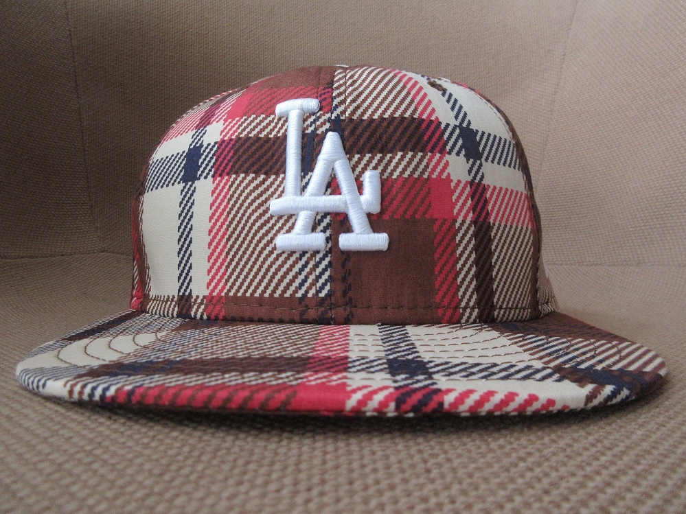 00's USA製 A BATHING APE NEW ERA Los Angeles Dodgers ラブジェネ チェック LAロゴ 刺繍 ...