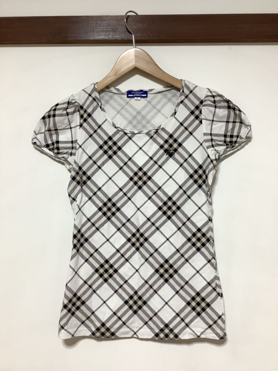 と952 BURBERRY BLUE LABEL バーバリーブルーレーベル チェック柄 半袖Tシャツ 38 レディース トップス カットソー ...
