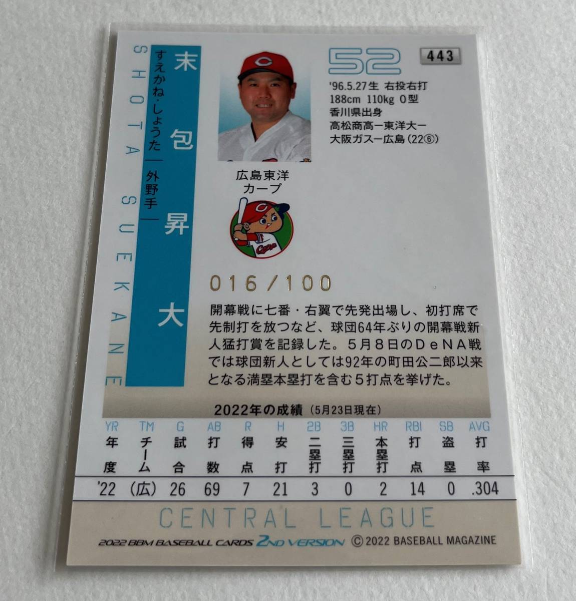 BBM 2022 2nd Version 末包昇大 100枚限定 金箔サイン版 016/100 ルーキー 広島東洋カープ(2014年～)｜売買されたオークション情報、yahooの商品情報を ...