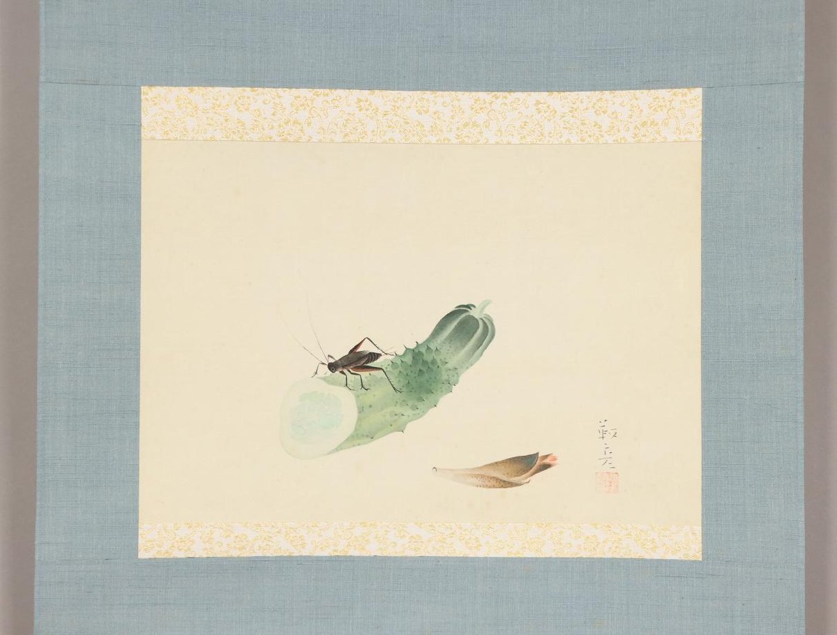 複製 安田靫彦 こほろぎ図 胡瓜 コオロギ 工芸 絹本 掛軸 m896(花鳥、鳥獣)｜売買されたオークション情報、yahooの商品情報をアーカイブ公開 - オークファン（aucfan.com）