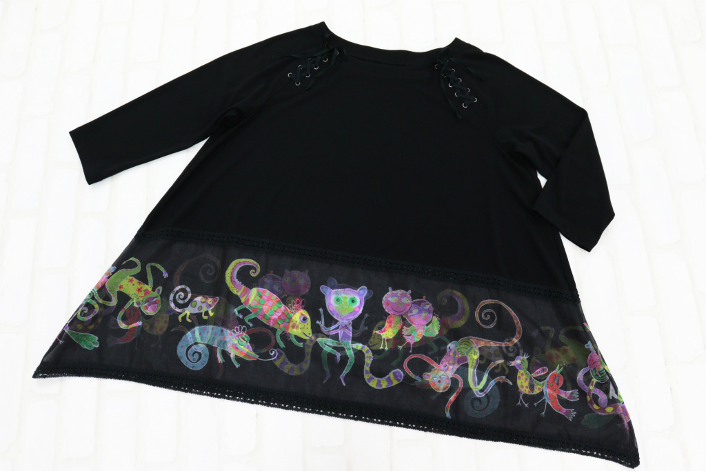 トクコプルミエヴォル アニマル柄異素材切替レースアップブラウスチュニック 黒9 bf472(Mサイズ)｜売買されたオークション情報、yahoo ...