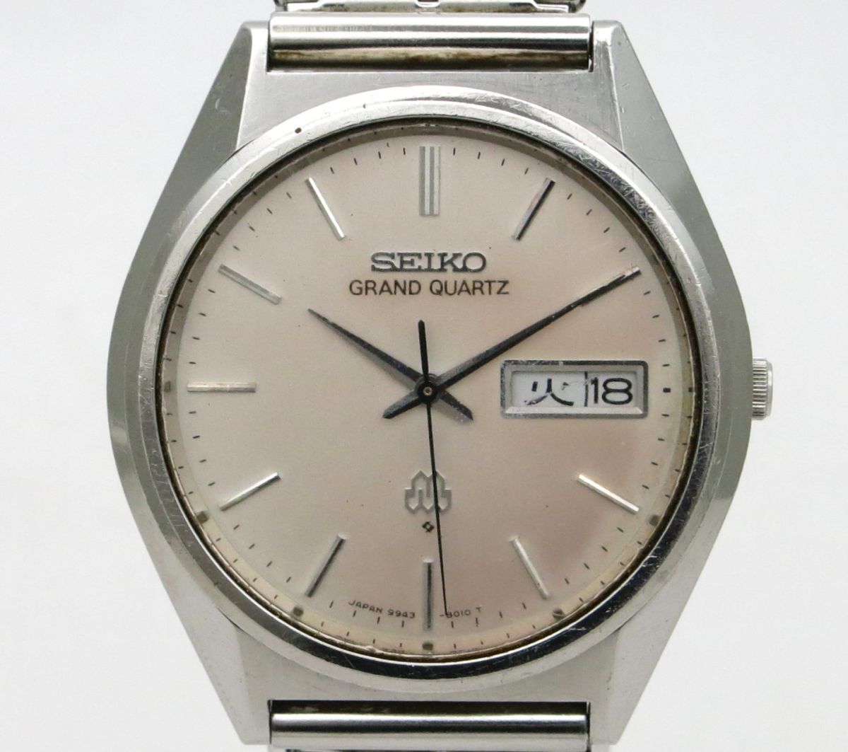 1円スタート 腕時計 Seiko セイコー Grand Quartz グランドクオーツ 9943 8010 ラウンド デイデイト 3針 メンズ