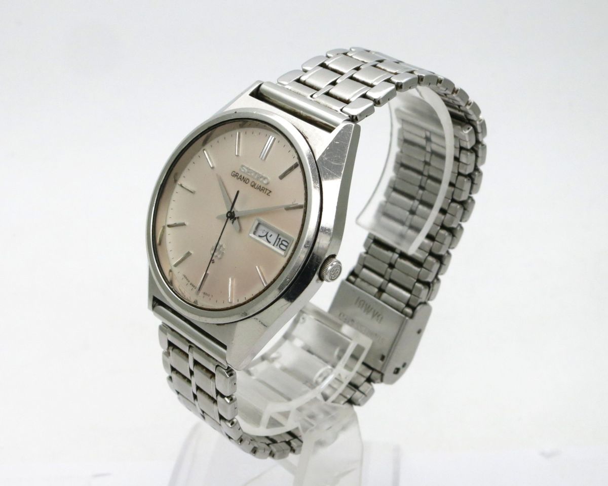 1円スタート 腕時計 Seiko セイコー Grand Quartz グランドクオーツ 9943 8010 ラウンド デイデイト 3針 メンズ