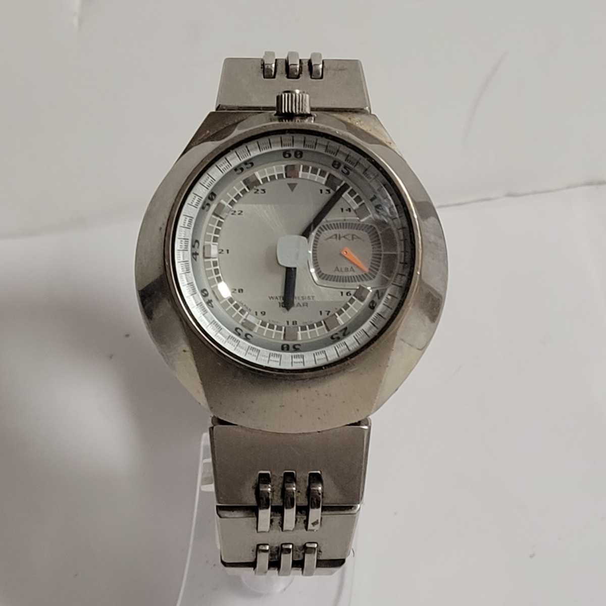SEIKO セイコー AKA ALBA アルバ V707-0A10 メンズ腕時計クォーツ 文字盤シルバー(アルバ)｜売買されたオークション情報 ...