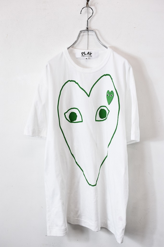 7381 COMME des GARCONS PLAY コムデギャルソン ハートマーク グラフィック ロゴ 半袖 カットソー Tシャツ メンズグリーン XL(文字、ロゴ)｜売買された ...