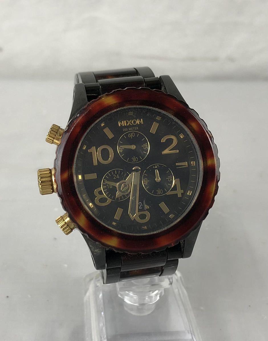 SN23 NIXON ニクソン THE42-20 クロノグラフ デイト ベッ甲カラー ダイバーズ トータス ブラック QZ クォーツ メンズ腕 ...