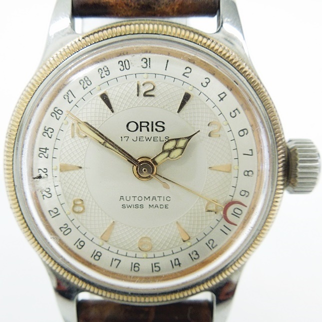 10 28-533928-07 Y A オリス ORIS SA 574 7400B ポインターデイト 裏スケ 17石 自動巻き 腕時計 ...