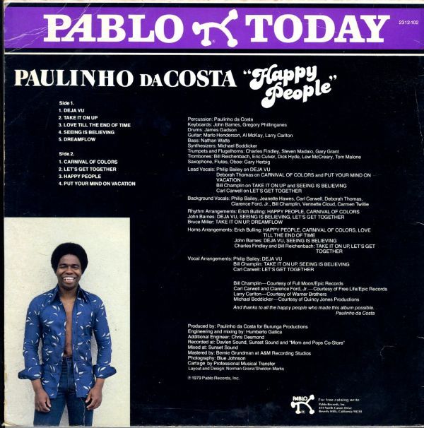 USオリジLP Paulinho Da Costa / Happy People 79年 Pablo Today / 2312-102 ...