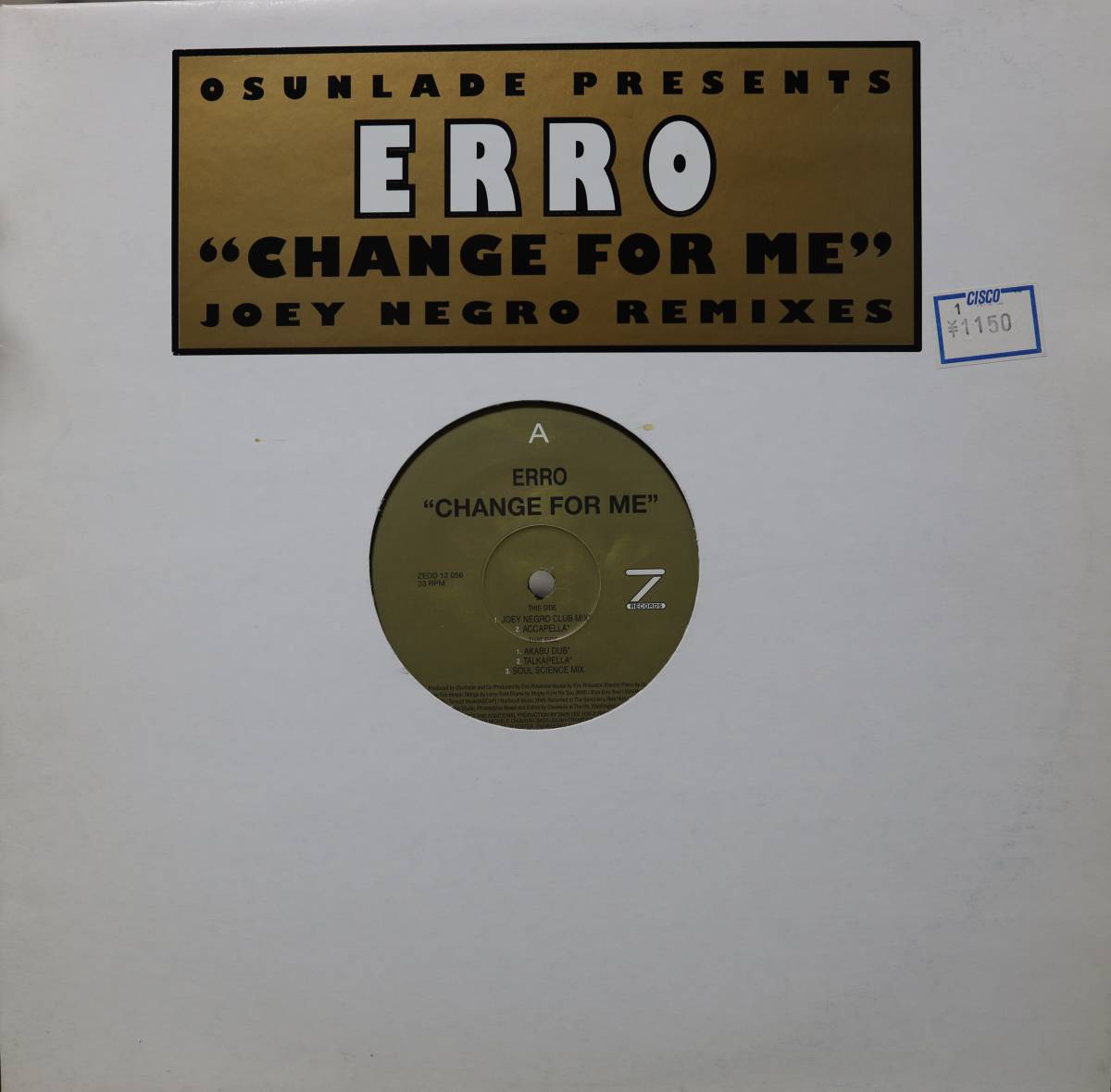 廃盤12inch Osunlade Presents Erro / Change For Me Joey Negro Remixes(ハウス ...