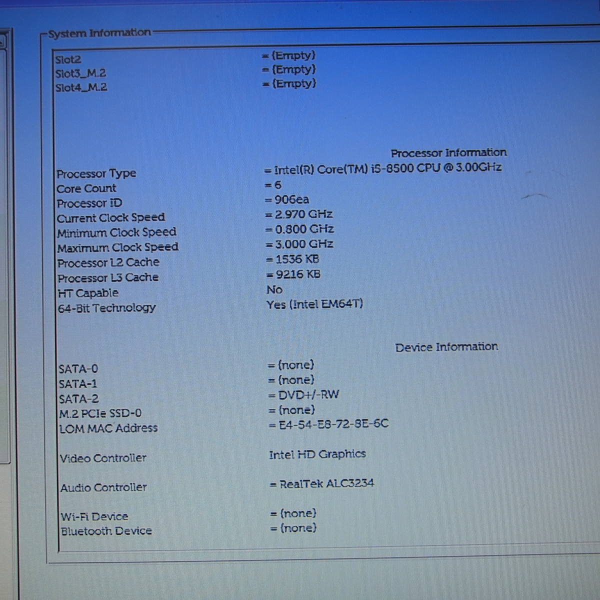 10 デル Dell OptiPlex 3060 D11S D11S004 Core i5-8500 3GHz メモリ8GB HDDなし OS ...