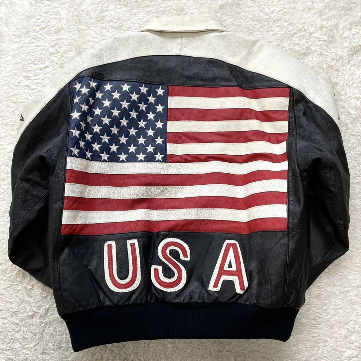 極 PHASE2 レザージャケット 星条旗 USA ライダース 革ジャン ブルゾン 本革 バイカー ブラック×ホワイト 黒 白 メンズ ヴィンテージ(Mサイズ)｜売買されたオークション情報 ...