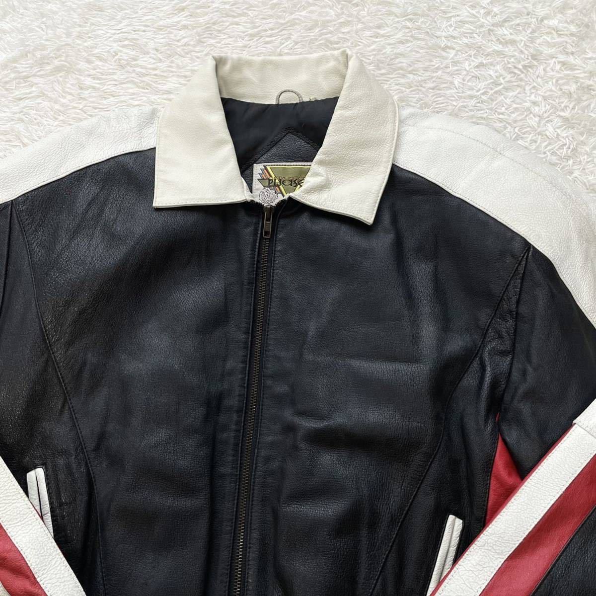極 PHASE2 レザージャケット 星条旗 USA ライダース 革ジャン ブルゾン 本革 バイカー ブラック×ホワイト 黒 白 メンズ ヴィンテージ(Mサイズ)｜売買されたオークション情報 ...