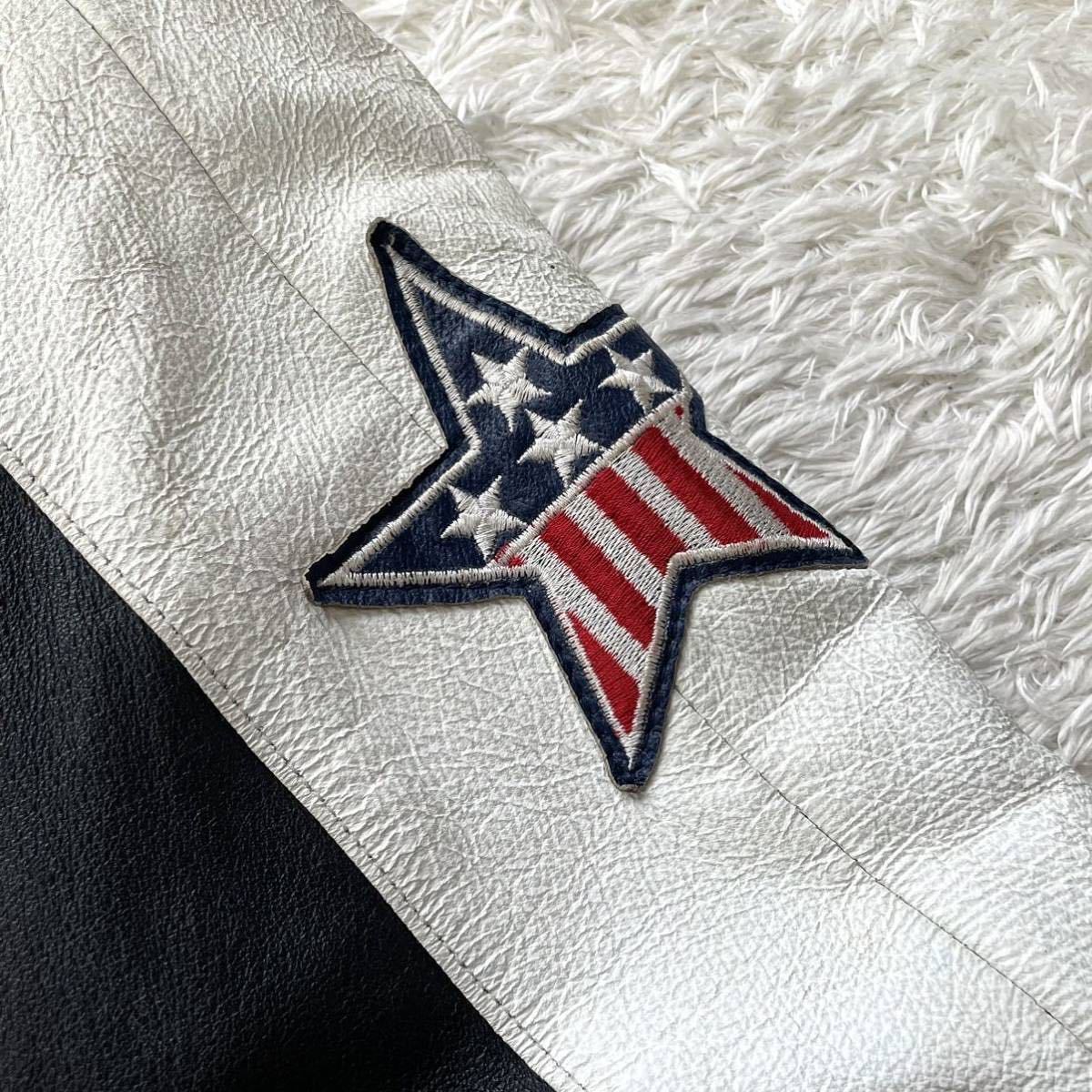 極 PHASE2 レザージャケット 星条旗 USA ライダース 革ジャン ブルゾン 本革 バイカー ブラック×ホワイト 黒 白 メンズ ヴィンテージ(Mサイズ)｜売買されたオークション情報 ...