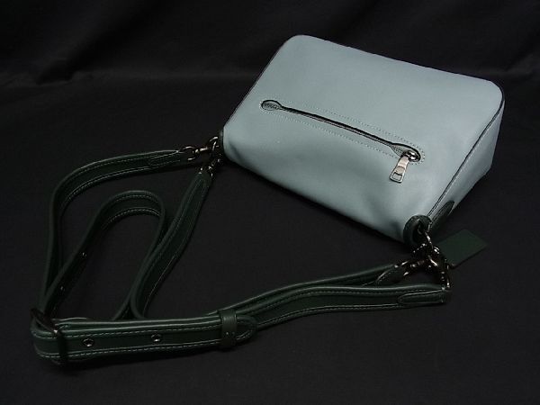 1円 極 COACH コーチ C5261 レザー 2WAY クロスボディ ハンドバッグ ショルダー 斜め掛けかばん 手提げ ライトブルー系 ...