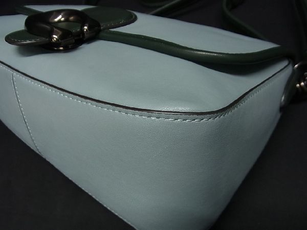 1円 極 COACH コーチ C5261 レザー 2WAY クロスボディ ハンドバッグ ショルダー 斜め掛けかばん 手提げ ライトブルー系 ...
