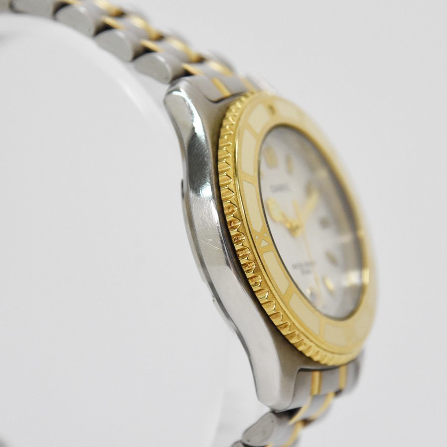 Bランク CASIO 腕時計 MD-729 カジキモデル ダイバー 20気圧 防水 バーインデックス ゴールド SS ホワイト デイト 日付 ...