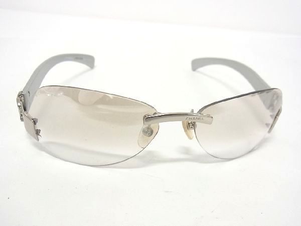 1円 CHANEL シャネル 4037 c.124/6I ココマーク サングラス 眼鏡 メガネ レディース シルバー系 AK9034 ...