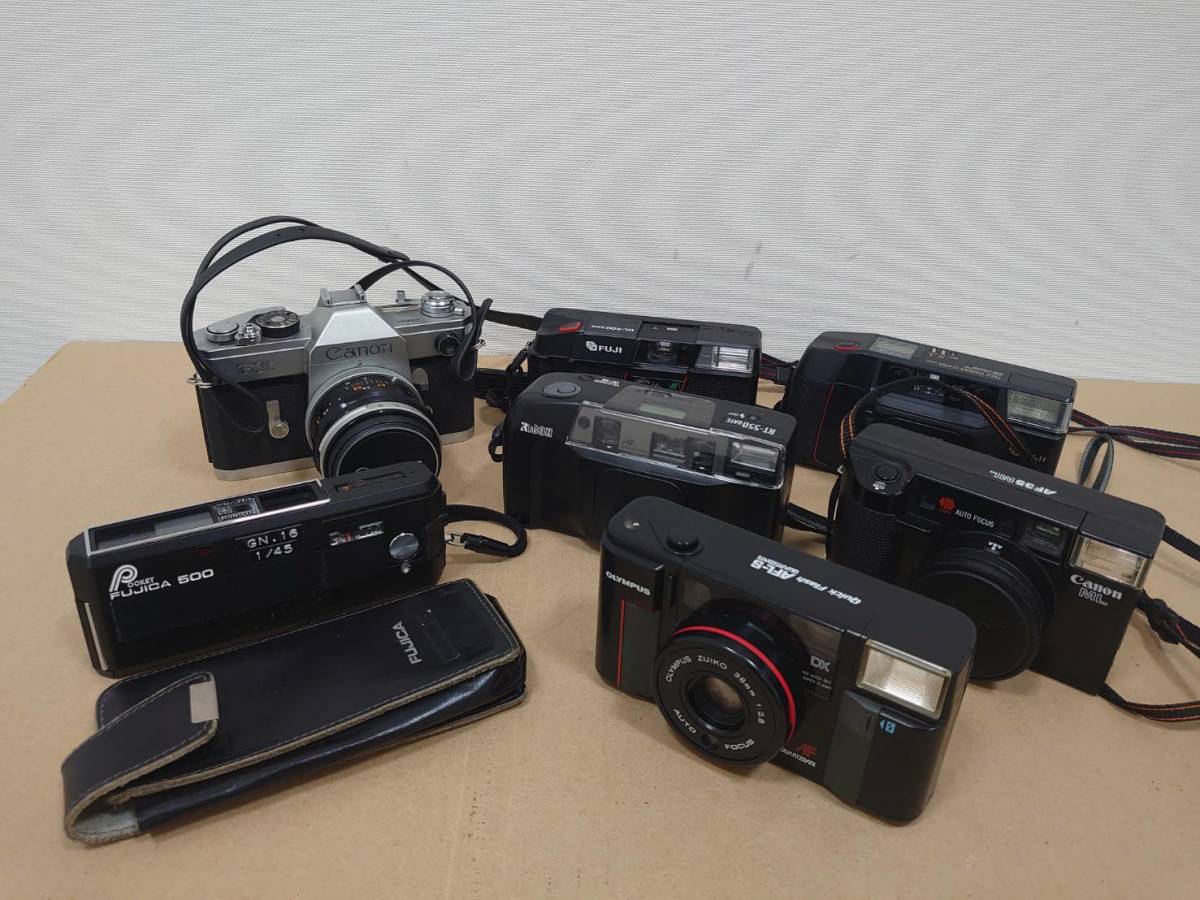 A-15 カメラまとめ Canon FX AF35ML OLYMPUS AFL-S FUJIFILM DL-200 TELECARDIA SUPERDATE フジカ POCKET リコー RT ...