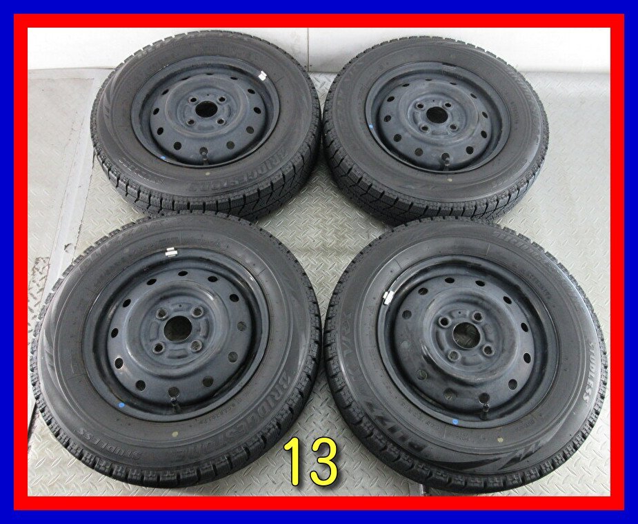 タイヤホイール 13インチ 4J +45 4H 100 BRIDGESTONE VRX 145/80R13 75Q 冬 ST 軽自動車 激安 ...
