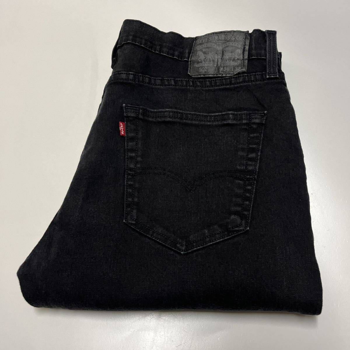 Levi’s リーバイス 502 レギュラーテーパーフィットストレッチジーンズ デニムパンツ ブラック 29507-0001 W36 L32 ...