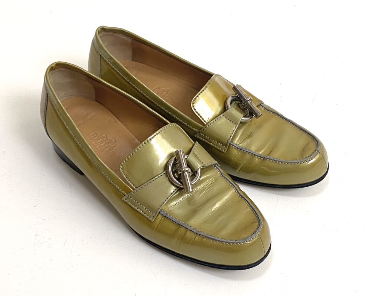 HERMES エルメス シェーヌダンクル ローファー イエローゴールド 36サイズ エナメル パンプス シューズ 靴 G081 JおFU3 ...