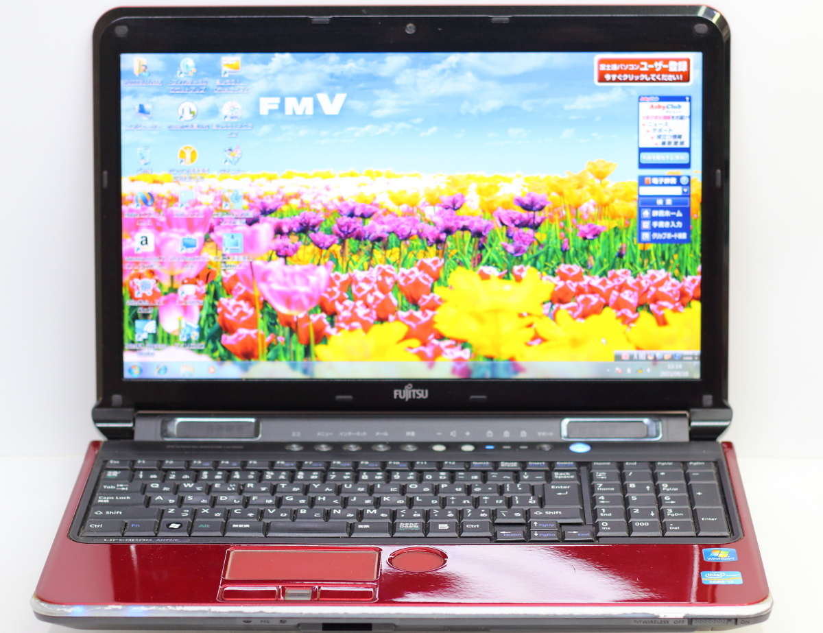 富士通 LIFEBOOK AH77/C/プレミアムレッド/4コア Core i7-2630QM/8GBメモリ/HDD750GB/Blu-ray/15.6TFT/Windows7 Home ...