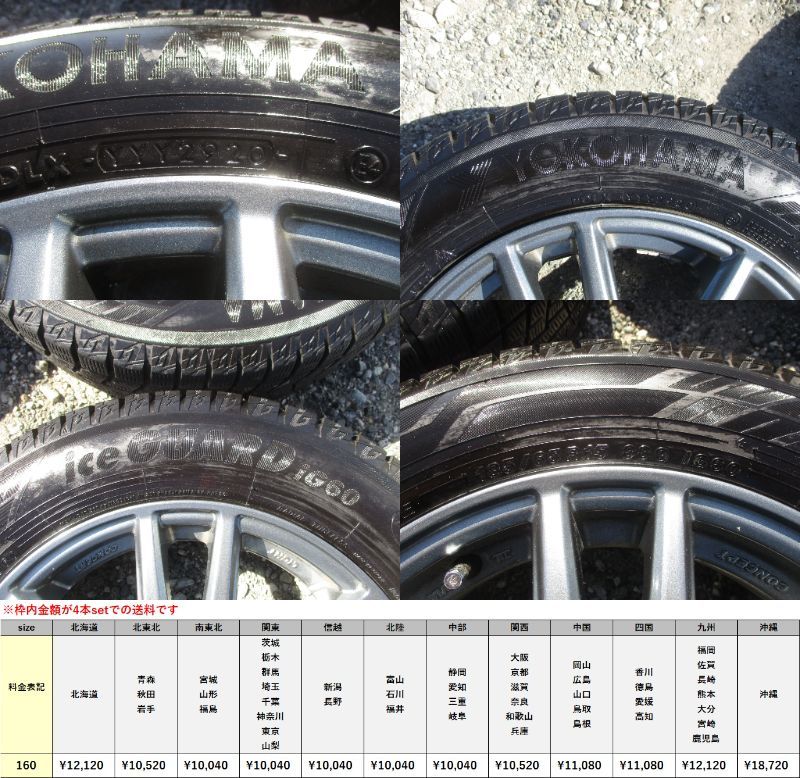 H595 2020年製タイヤ DEVOTION PERFORMANCE アルミホイール 4穴 PCD100 スタッドレスタイヤ 4本set YOKOHAMA ICE GUARD IG60 ...