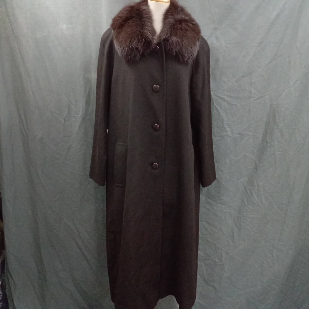 051101 236686 BALMAIN バルマン コート ロングコート アウター ジャケット 上着 羽織り ファー ウール 90% サイズ 9AR ブラウン系(女性用)｜売買された ...