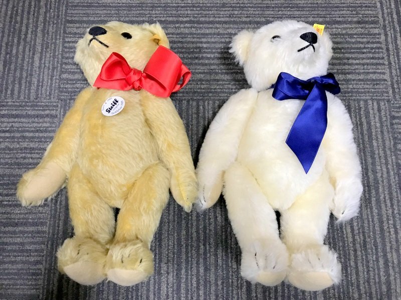 steiff 000379 クラシック 1909 約35cm 000607 ホワイト 約34cm テディベア 2体セット シュタイフ 1円 ...