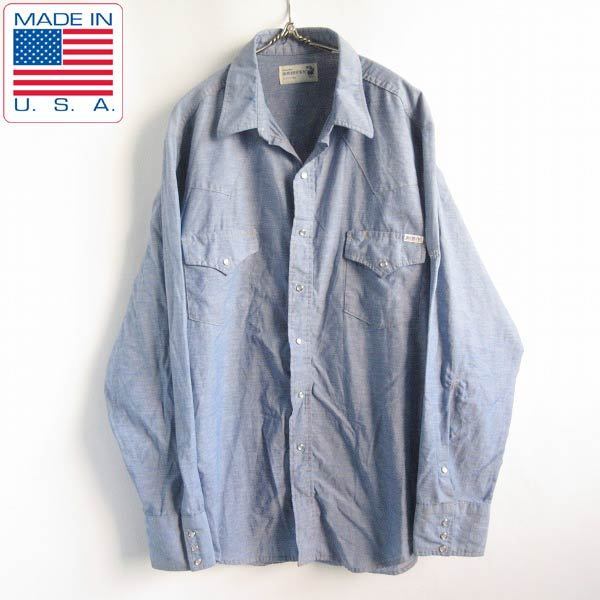 70's USA製 SEARS ROEBUCKS 馬タグ シャンブレー ウエスタンシャツ XL シアーズ ローバックス ビンテージ アメリカ製 ...