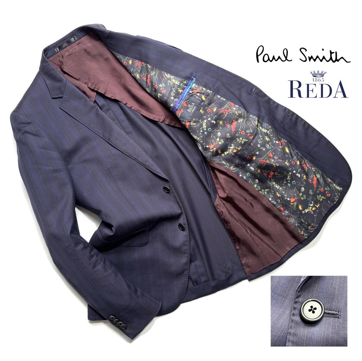 最高級 裏地花柄 Paul Smith ポールスミス ×REDA テーラードジャケット L メンズ Wild Flowers 背抜き 春夏 ...