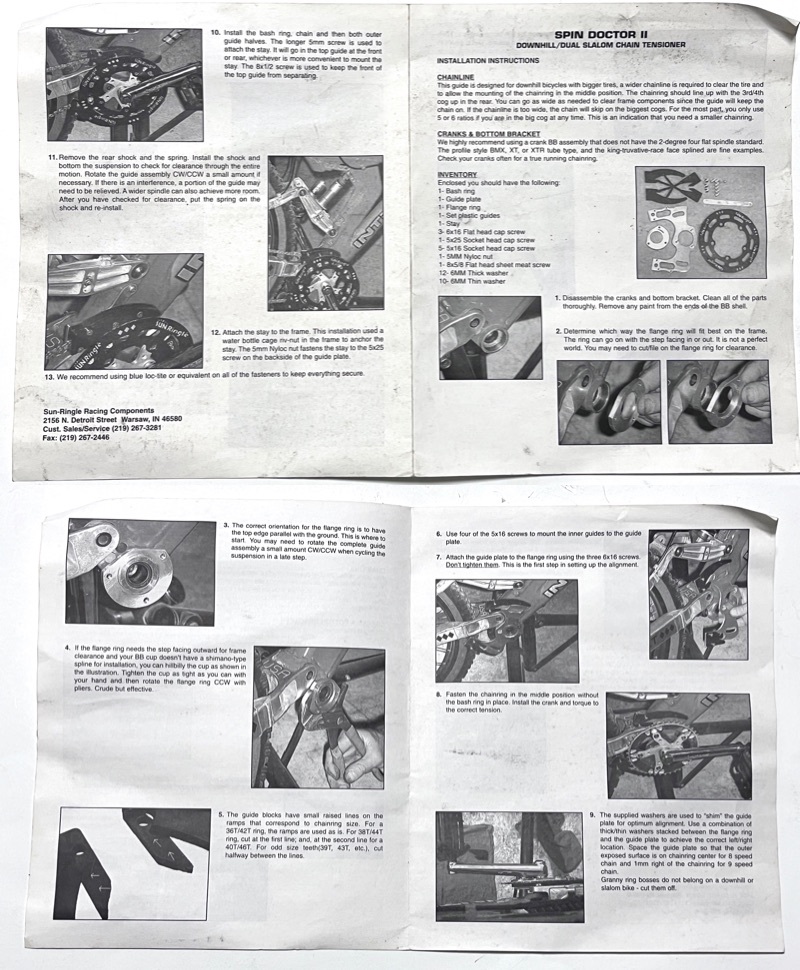 箱説明書付 SUN Ringle SPIN DOCTOR Ⅱ チェーンデバイス PCD94 USA OLD MTB ATB ダウンヒル WHITE INDUSTRIES syncros ...