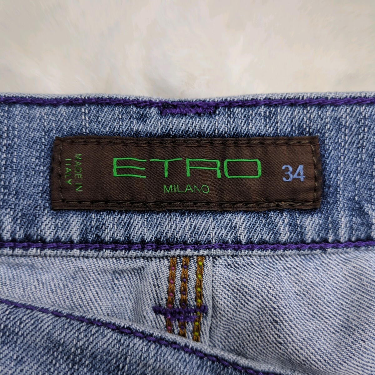 極 XL ETRO エトロ デニムパンツ ジーパン ロゴボタン 銀ボタン レザーパッチ ペガサスロゴ 刺繍ロゴ ポケット裏総柄 インディゴ 34(ボトムス)｜売買されたオークション情報 ...