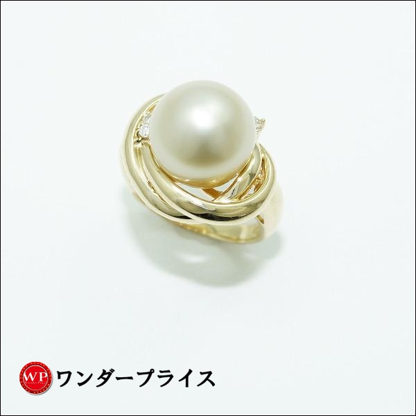 K18 リング 南洋真珠 ダイヤ 中古 美品 送料無料☆0333